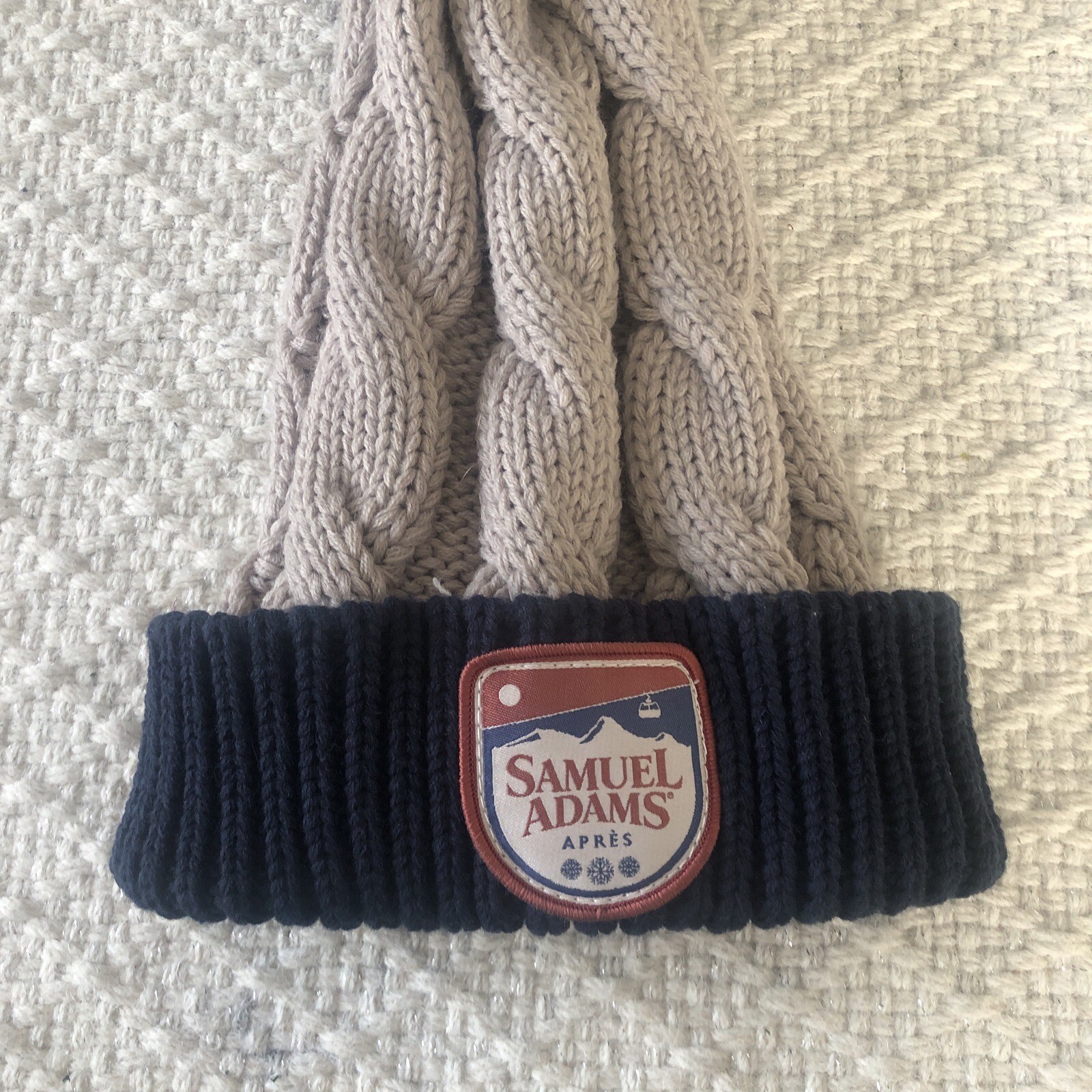 Samuel Adams Apres Cable Knit Acrylic Pom Winter Beanie Hat Cap Knit | eBay