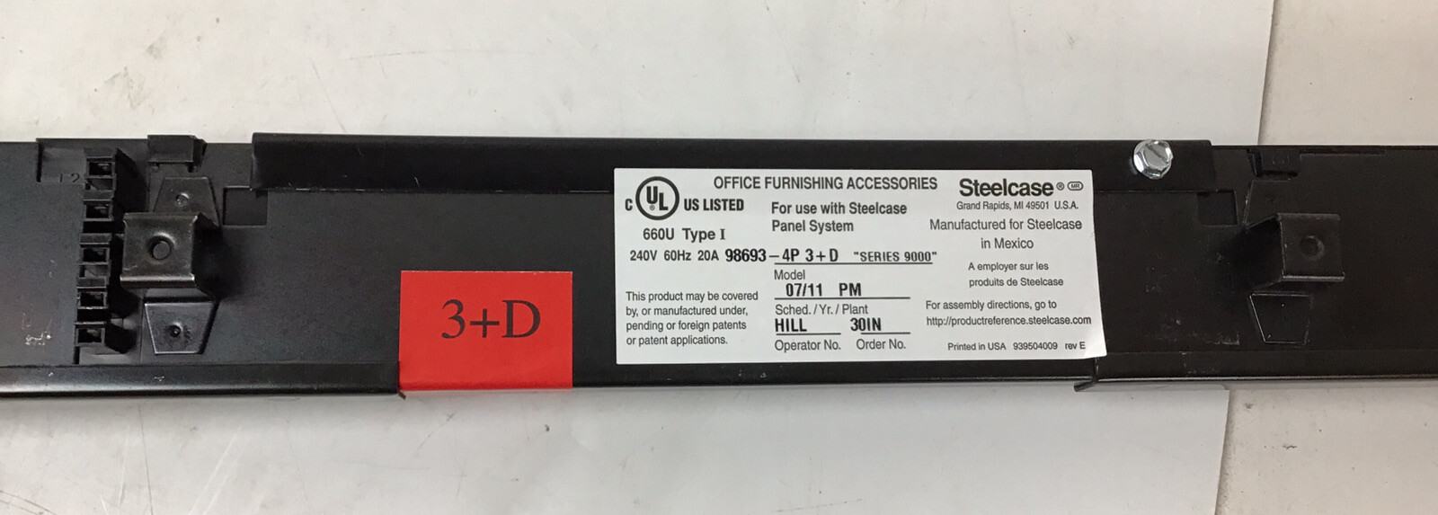 Steelcase 4 Circuit (3+D) Series 9000 Powerway 98693-4P 30in | eBay