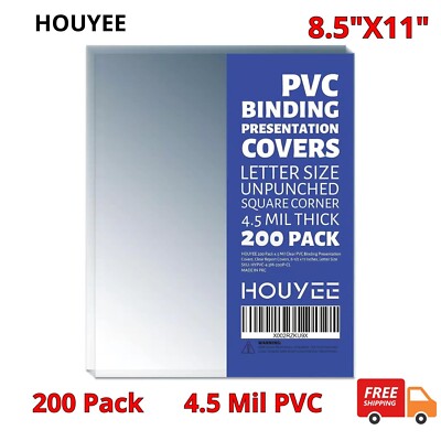 200 Pack 4.5 Mil PVC Binding Presentation CoversClear Report Covers 8 ...