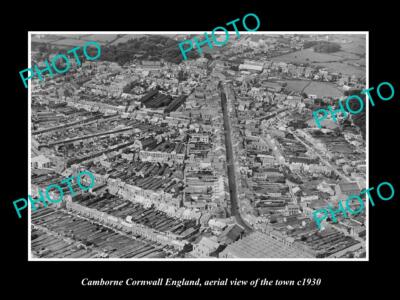 OLD 6 X 4 HISTORIC PHOTO OF CAMBORNE CORNWALL ENGLAND VIEW OF THE TOWN ...