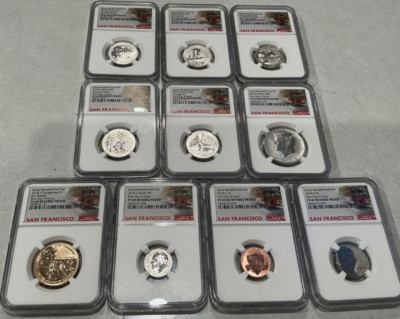 Set of 10 2018-S Silver Reverse Proof Set NGC PF69 First Day of Issue ...