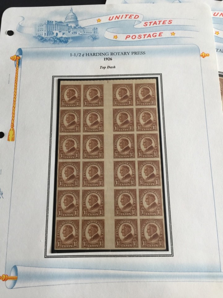 US STAMPS SC# 631 1 1/2c Harding Special Printing w/Horiz & Vert ...