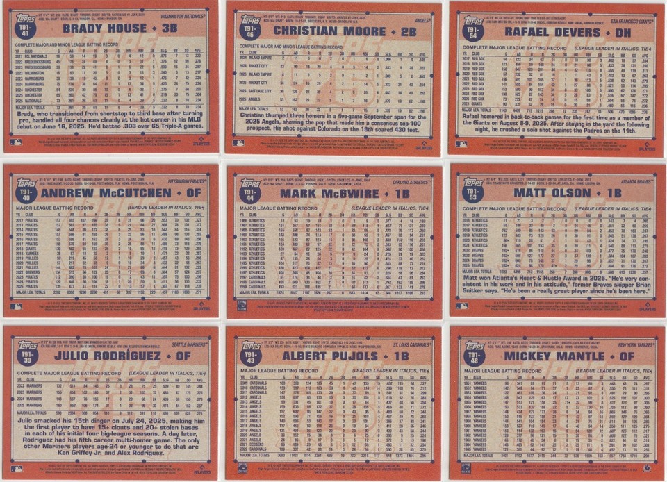 2026 Topps Series 1 1991 TOPPS BASEBALL Insert CHOOSE YOUR CARD ...