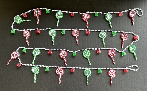 Vintage Christmas Garland Candy Gumdrop Lollipop 108” Hard Plastic Red ...
