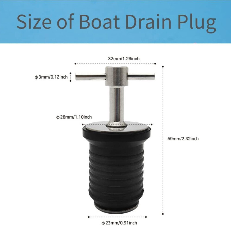 NEW 2 PCS Boat Drain Plug Rubber Stainless Steel Twist Hull Drain Plugs ...