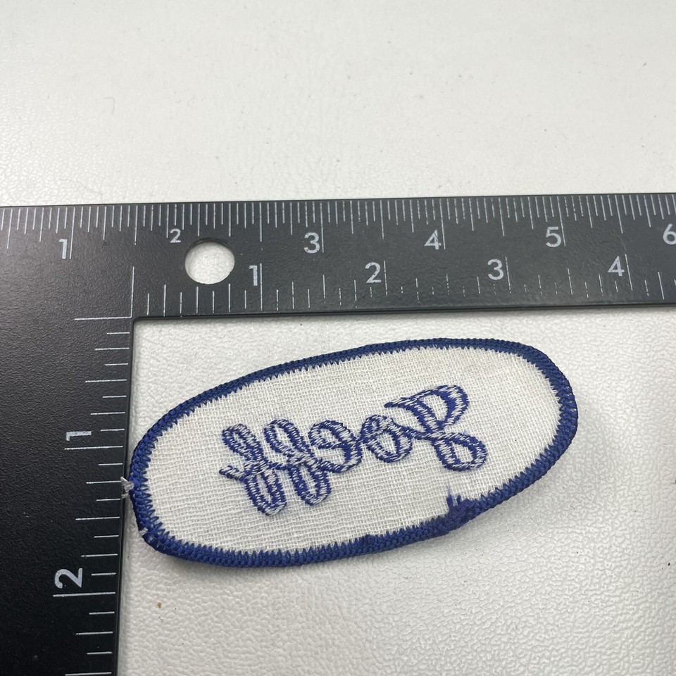 Vintage Uniform Patch Name GEOFF (JOEFF ?) Blue Letter Patch In Cursive ...