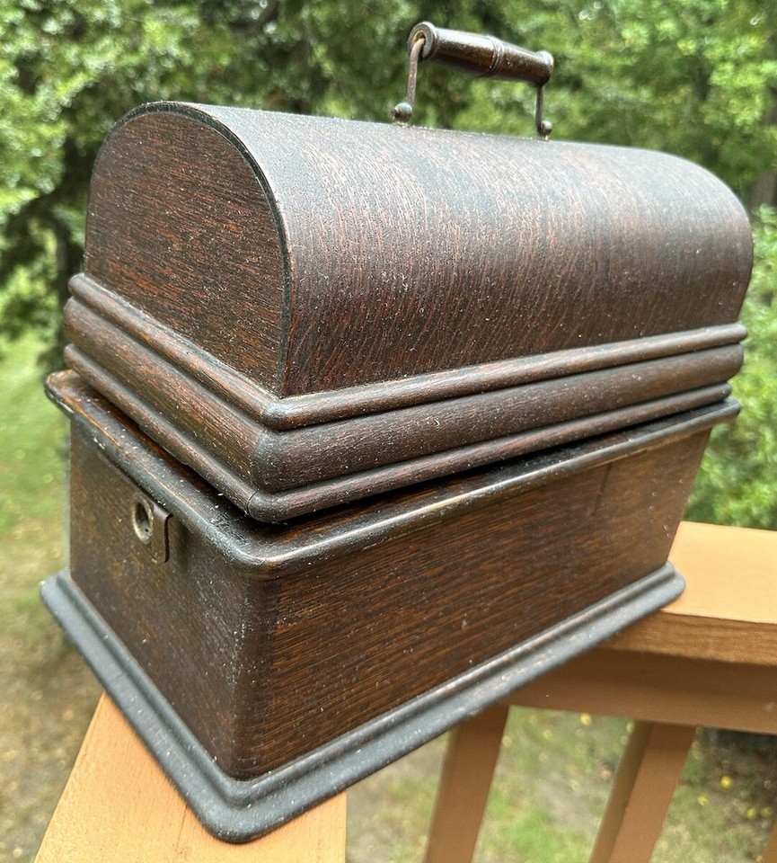 Antique Edison Long Case Model Home Cylinder Record Player Oak ...