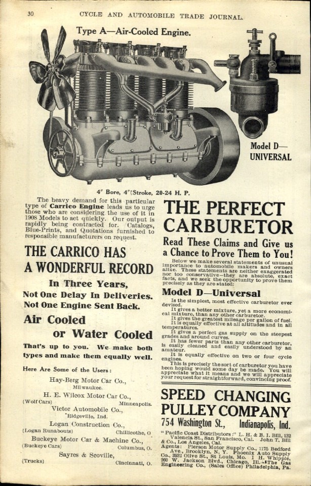 1907 PAPER AD CAR AUTO Craig Toledo Automobile OH Model D Universal ...