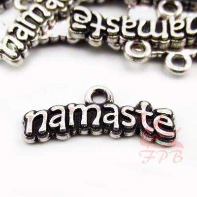 Namaste Charms - 5/10/20 Antiqued Silver Plated Yoga 21mm Pendants ...