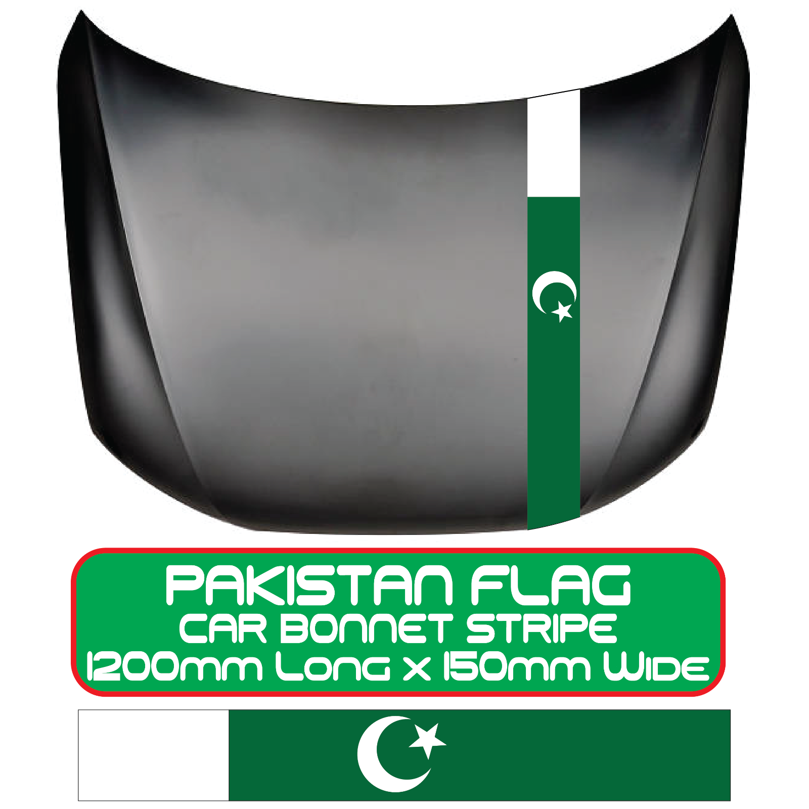 Pakistan Flag Bonnet Stripe Car Sticker Window Windscreen Door Vinyl ...