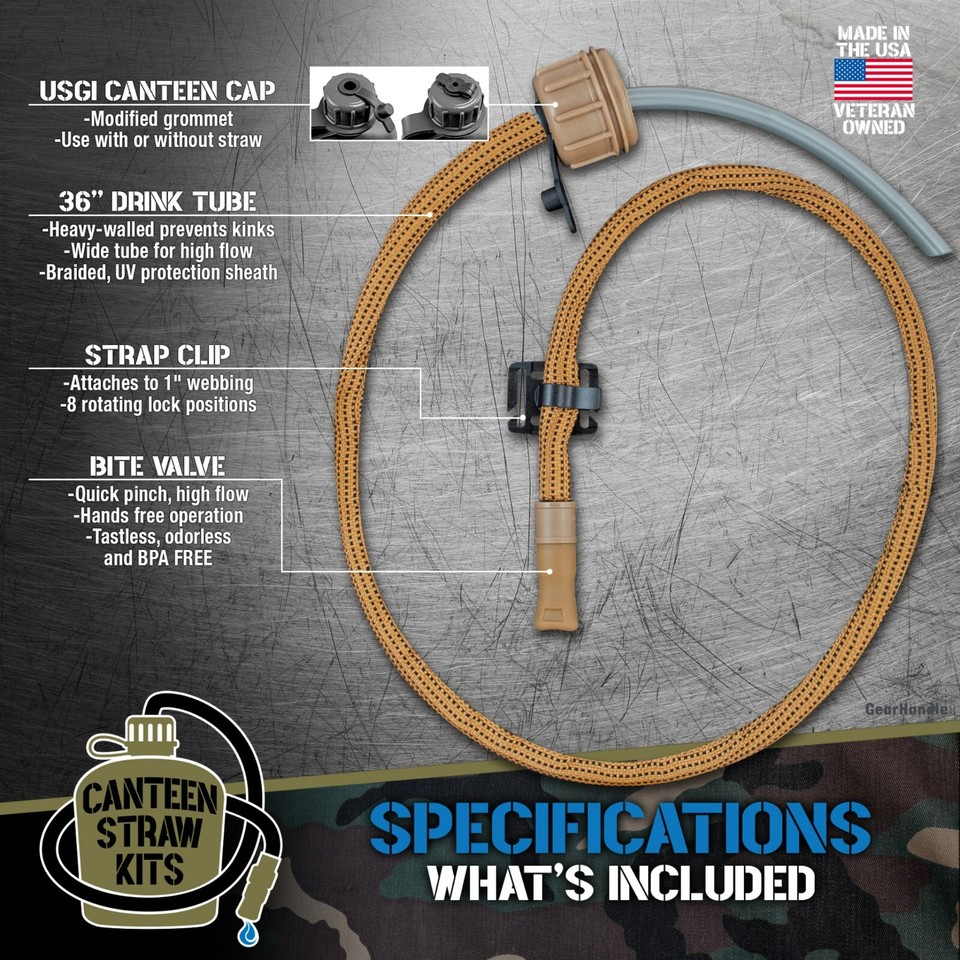 USGI Military Canteen Cap Drink Tube Straw Kit. - 1 QT Canteen Straw ...