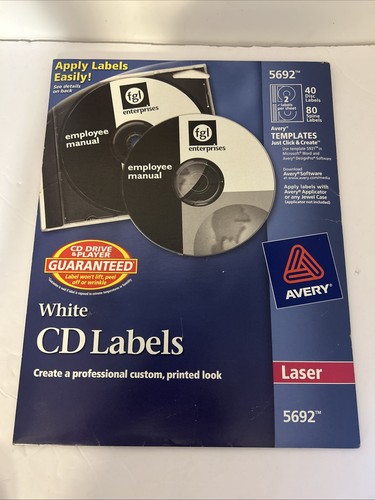 Avery CD/DVD Disc Labels, Matte White, 40 Labels / AVE5692 / FOR LASER ...