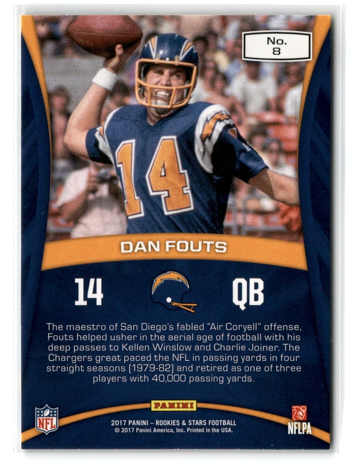 2017 Panini Rookies & Stars Precision Passers Dan Fouts #8 San Diego ...