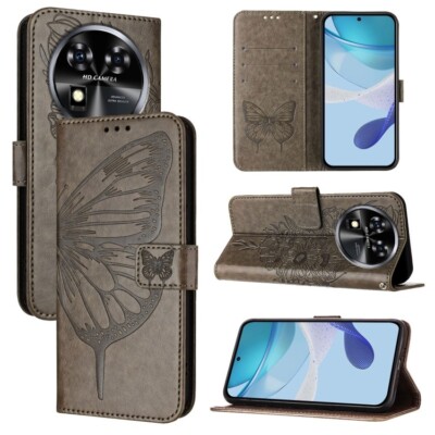 For Oukitel C37 Embossed Butterfly Leather Phone Case Cover Shell ...