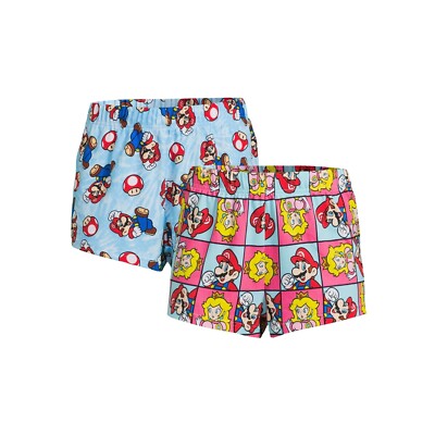 SUPER MARIO 2 PACK WOMENS Pajama Shorts S M L XL 3X NEW! | eBay