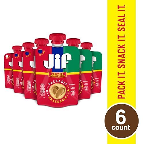 Jif Squeeze Creamy Peanut Butter Resealable Pouches 5 Ounces Pack of 24 ...