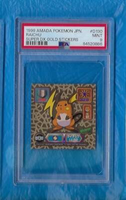 RAICHU 1999 AMADA POKEMON JAPANESE #D130 SUPER DX GOLD STICKERS PSA 9 ...