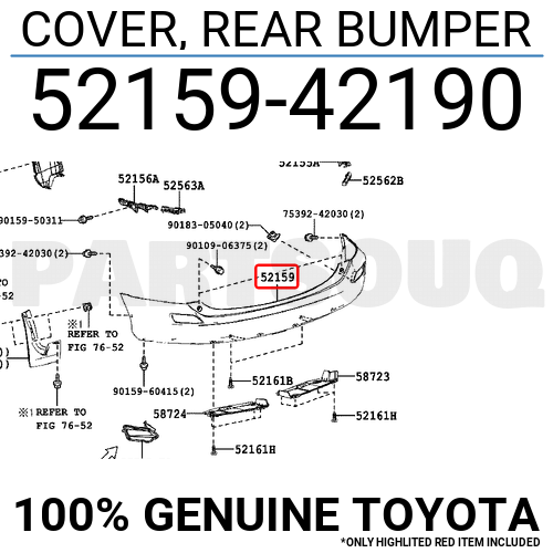 5215942190 Genuine Toyota COVER, REAR BUMPER 52159-42190 | eBay