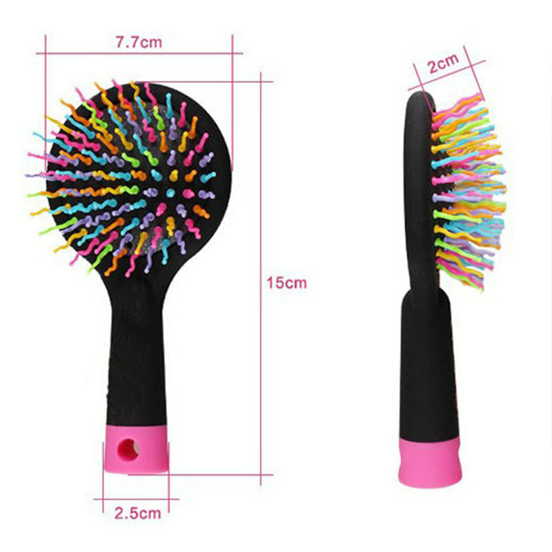 Rainbow Volume Detangling Hair Brush & Mirror Comb Anti-Static ...