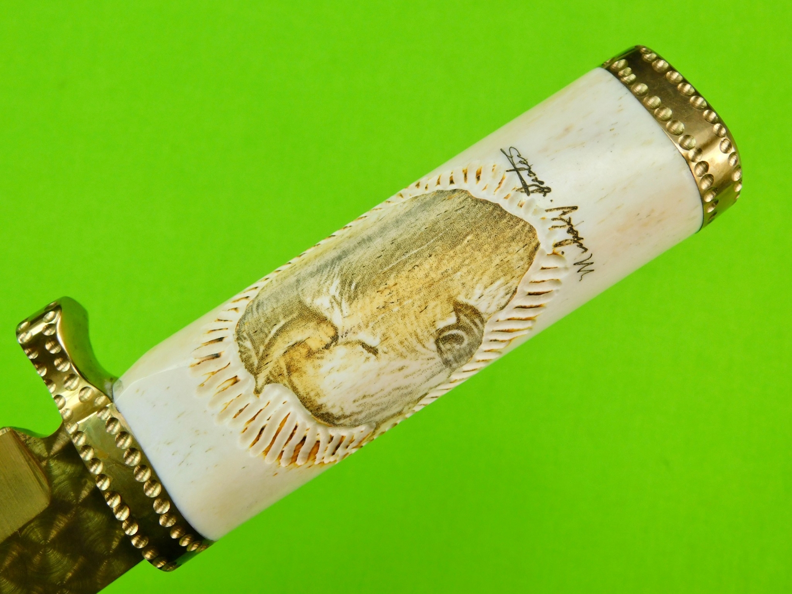 Custom Michael Prater Signature Series Buffalo Scrimshaw Bowie Hunting ...