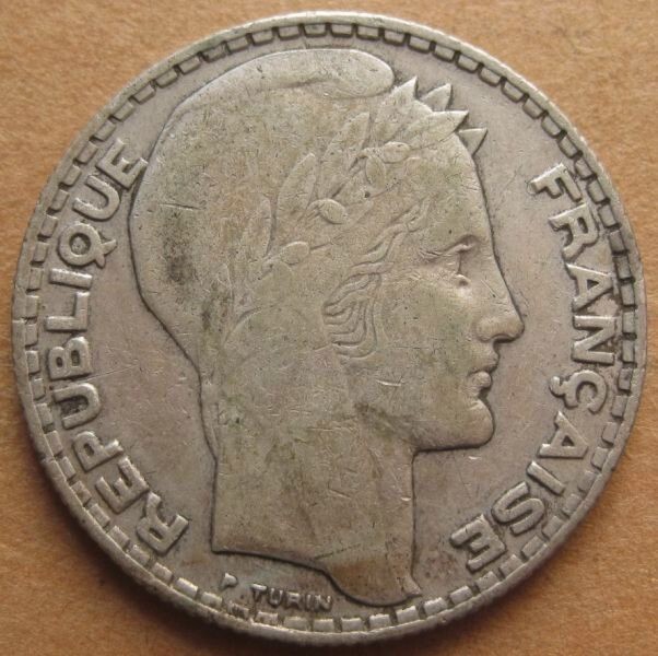 1933 France 10 Francs F-VF Silver Coin - Circulated - Liberte Egalite ...