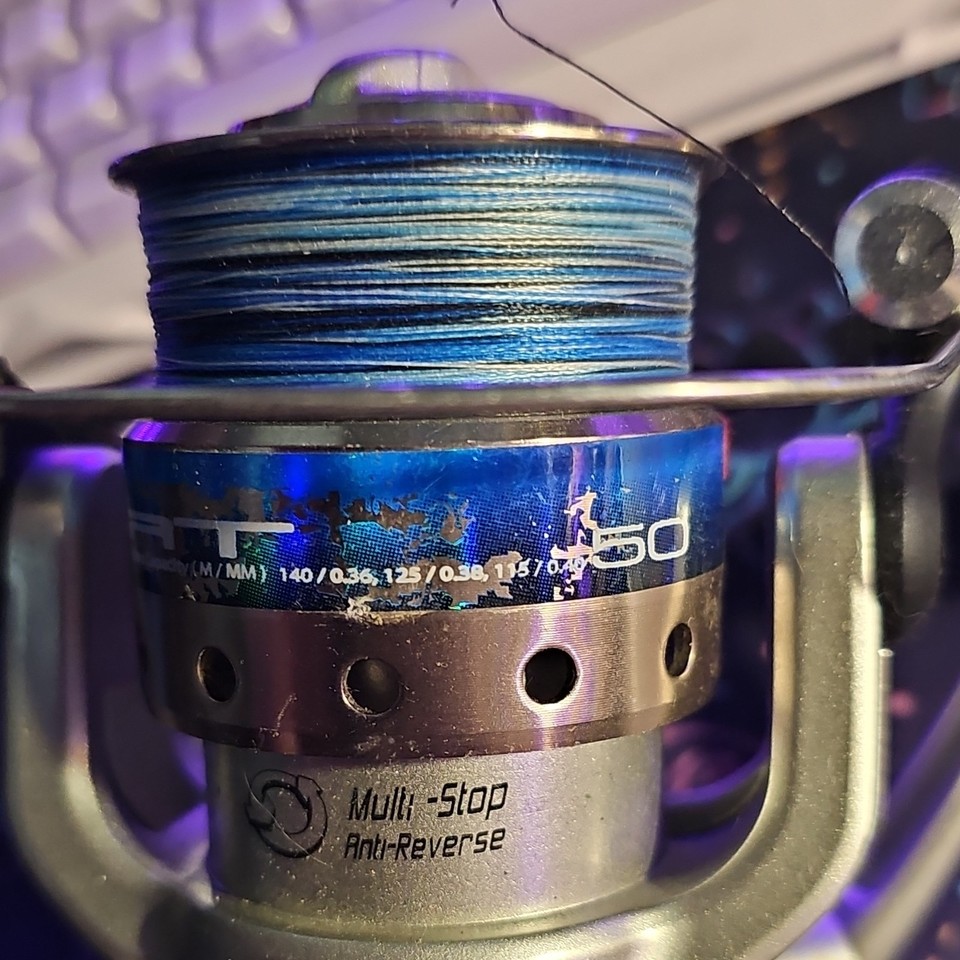 Zebco 50 Spinning Reel Multi-Stop Anti-Reverse Silver Blue | eBay