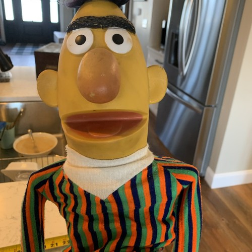 Vintage 1970’s Sesame Street Bert Hand Puppet Muppets Hard Plastic Head ...
