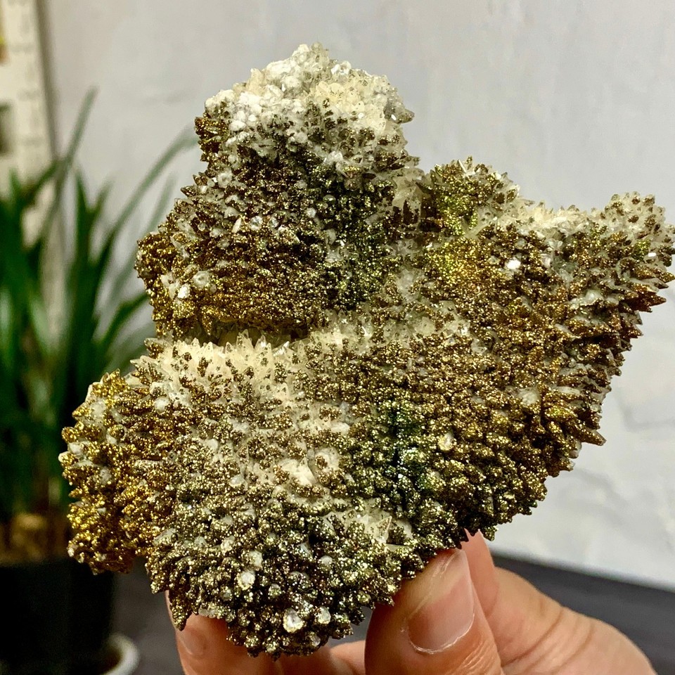 431G Natural Colored pyrite+calcite, crytal symbiotic mineral specimen ...