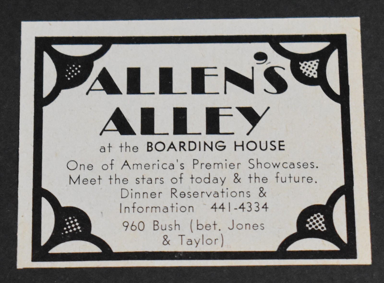 1979 Print Ad San Francisco Allen's Alley Boarding House Premier ...