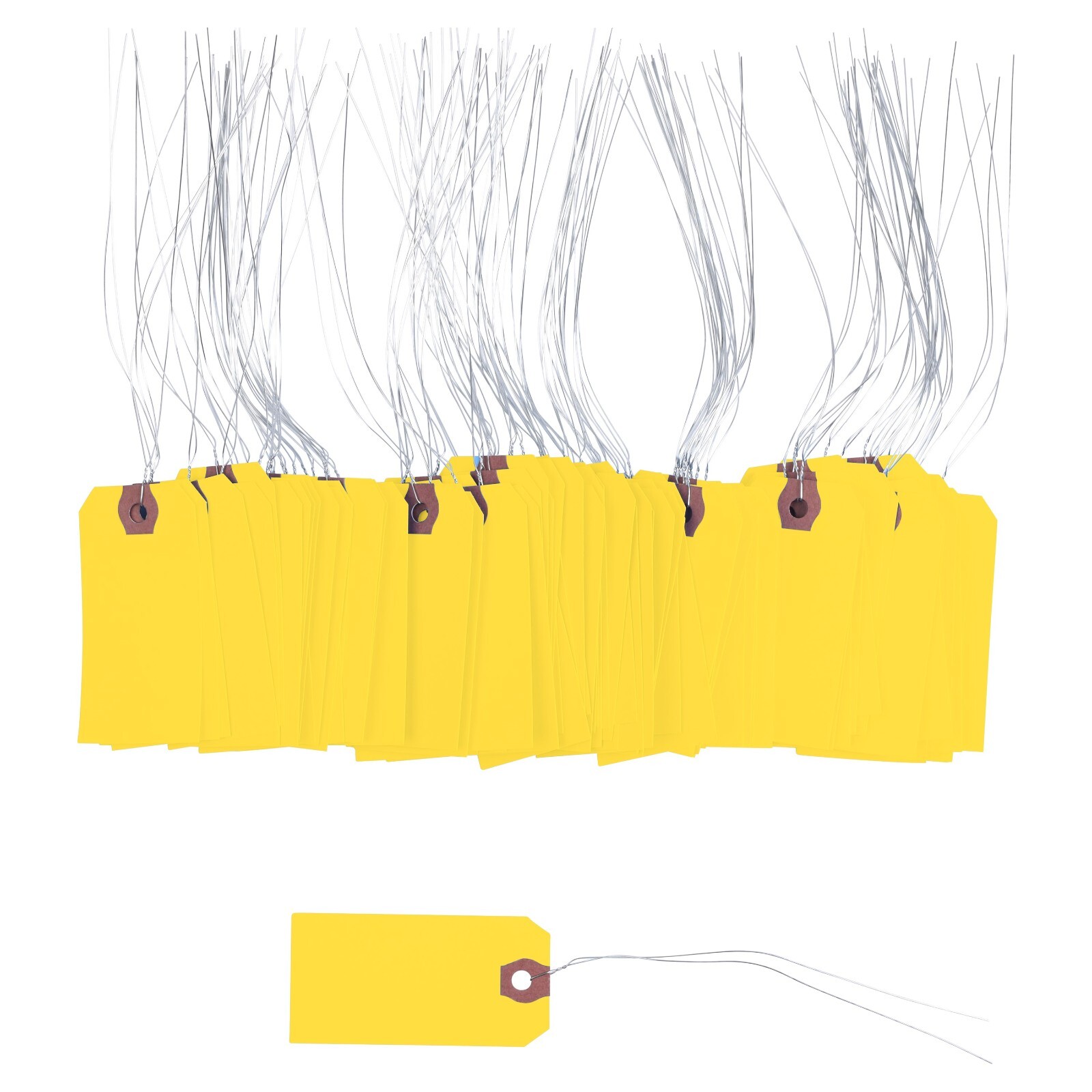 100 Yellow Tags with Wire 3 1/4" x 1 5/8" Size 5 Inventory Shipping ...