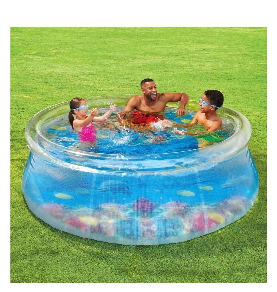 NEW Play Day 8ft 3D Transparent Quick Set® Pool, Includes 2 Pairs of 3D ...