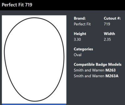 PERFECT FIT 716 Recessed Belt Clip Badge Holder OVAL CUTOUT 719 M263 ...