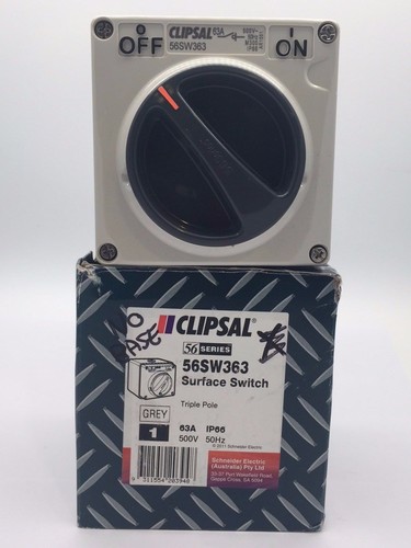 Clipsal 56SW363 Surface Switch 1 Gang 3 Pole 3 Phase 63A 500V IP66 Grey ...