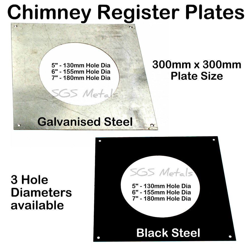 SGS Chimney REGISTER PLATE 300 x 300 For 5" 6" & 7" Flue Log Burner ...