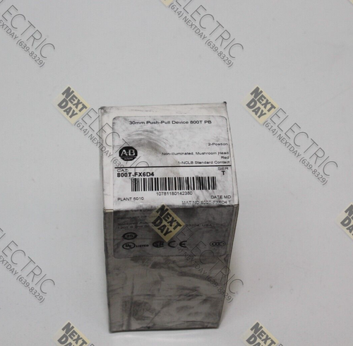 Allen Bradley, 800T-FX6D4, Push Pull Mushroom Head Red Emergency Stop ...