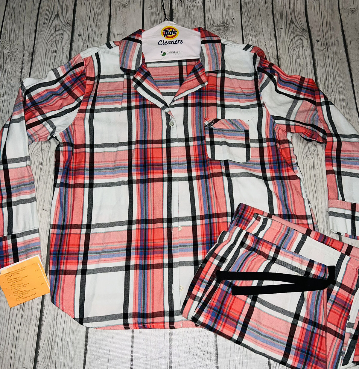 Victoria's Secret Pjs Red Blue Gingham Plaid Large VS Pajamas Cotton ...