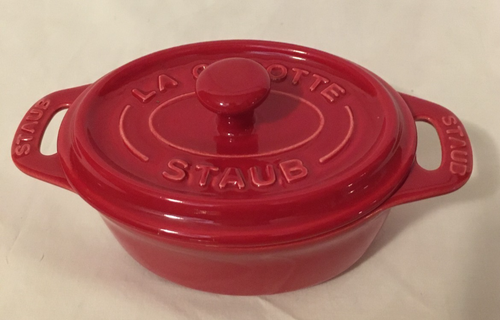 Staub Ceramic Red Oval Mini 3.5" x 6" Cocotte #11 France! | eBay
