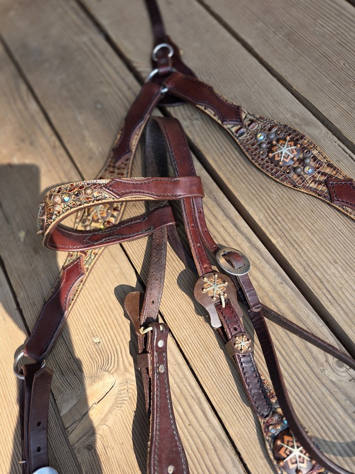 Heritage Brand Leather Sparkle Bling Tack Matching Breast Collar ...