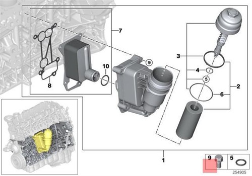 Genuine BMW E90 F07 F01 X5 E70 Engine Oil Filter Housing O-Ring ...