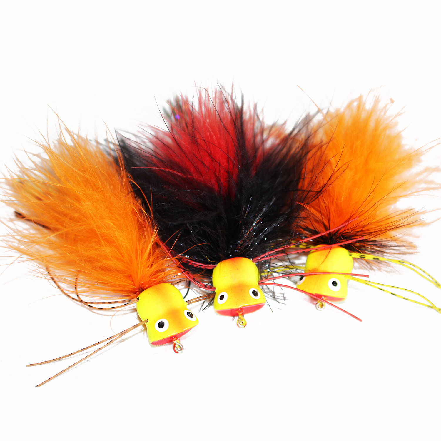 6 pcs UV Orange Surface Seaducer Frog Foam Head Popper Bass Fly Fishing ...