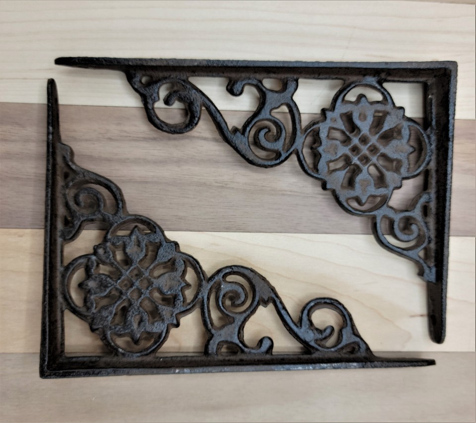 2 Rustic Shelf Brackets Wall Support Brace Angle Bracket Mounting ...