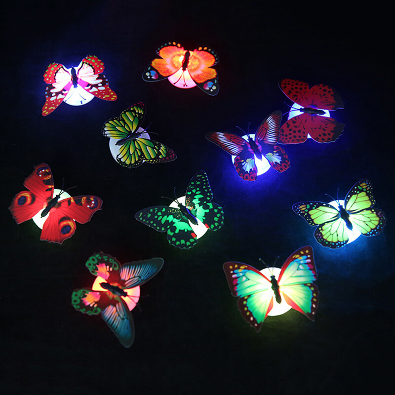 4x Butterfly LED Night Light Glowing Stickable Atmosphere Wall Lights ...