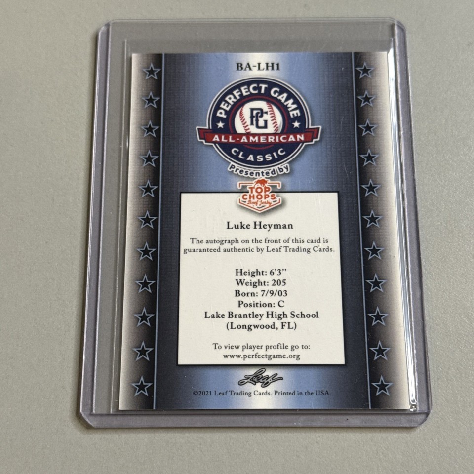 2021 Leaf Perfect Game - Luke Heyman - Silver Metal Autograph - Red Sox ...