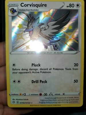 Pokemon - shiny corvisquire - SV102/SV122 - rare - holo - shining fates ...