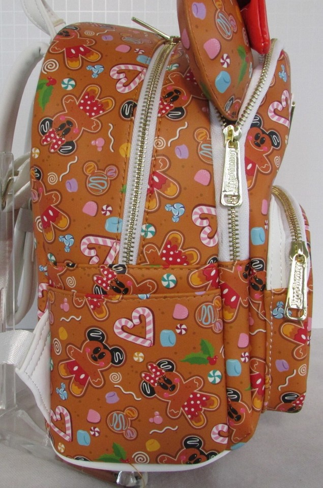 Disney Loungefly Gingerbread Mickey Minnie Mouse Mini Backpack & Ears ...