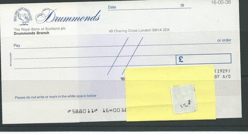 CHEQUE - UNUSED - CH128 - 1980's - RBS - DRUMMONDS BRANCH. LONDON +c ...