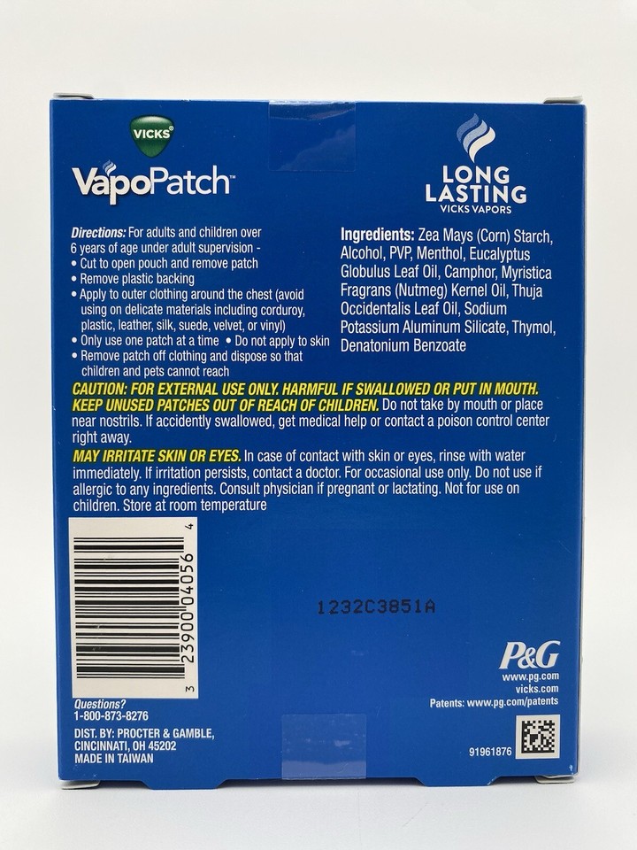 Vicks VapoPatch, Soothing Vapors, Non-Medicated, 5 Aroma Patches Lot Of ...