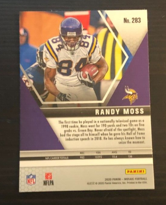 2020 Panini Mosaic RANDY MOSS "Hall of Fame" #283 Vikings | eBay