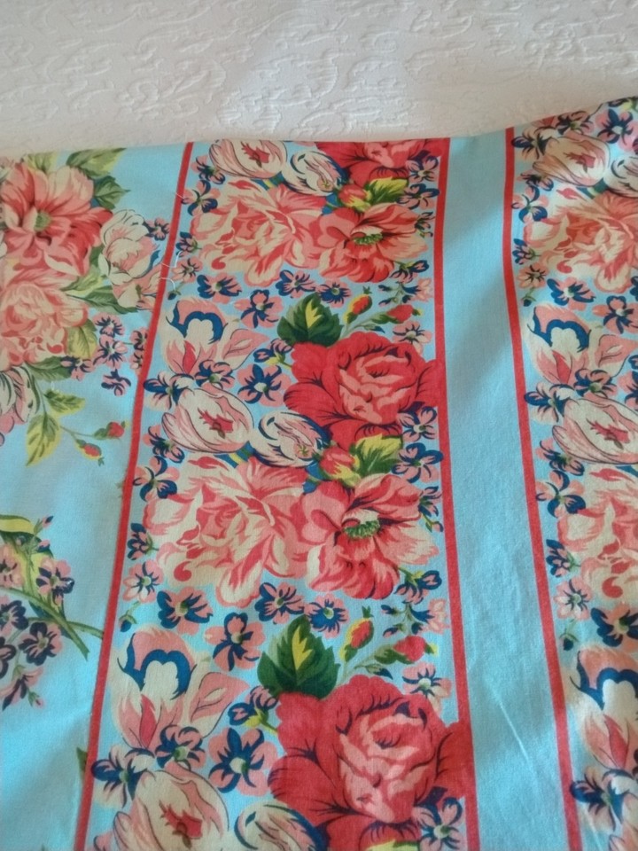 April Cornell Turquoise/Orange/Green Floral Round Fabric Tablecloth | eBay
