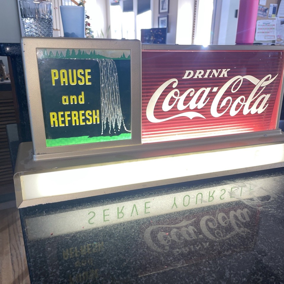 Original Coca Cola Light Up, Moving Waterfall Lighted Sign Clock | eBay